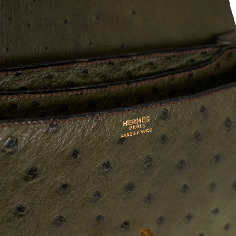 Hermès Dolly Bag Ostrich Leather Grün GHW - Coco Liebt Louis